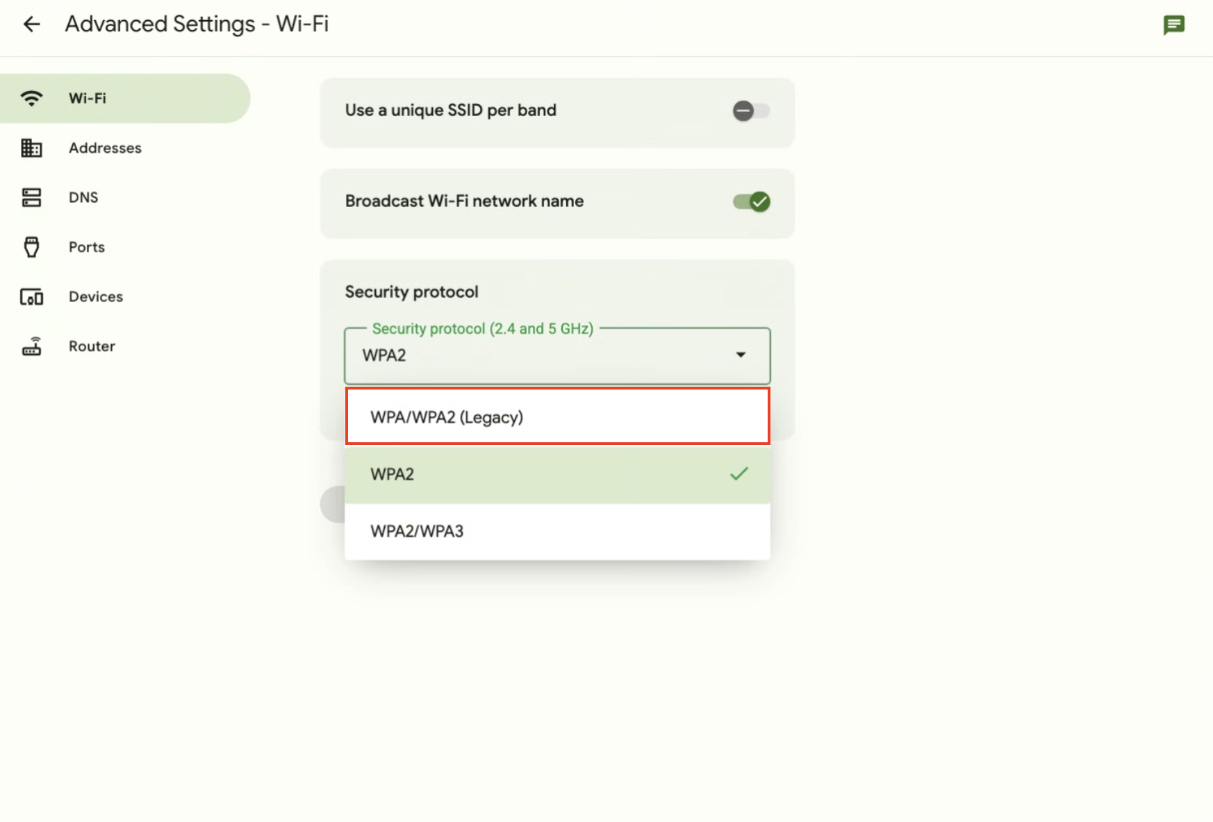 Configure advanced Wi-Fi settings